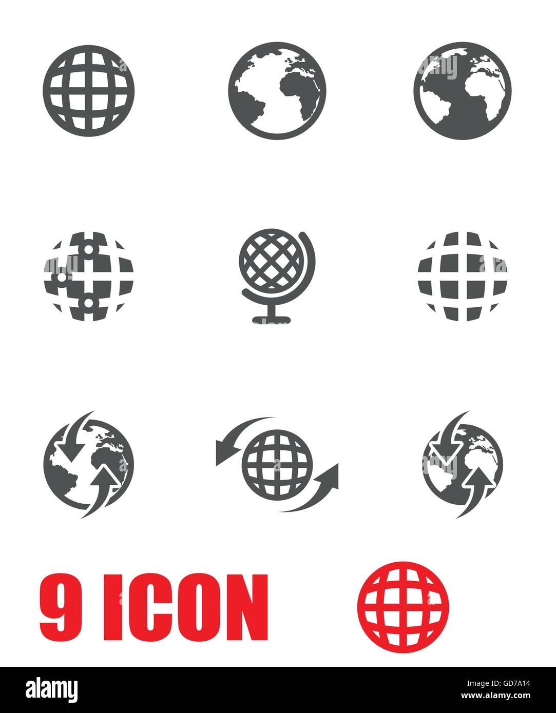 Vector grey world map icon set Stock Vector Image & Art - Alamy