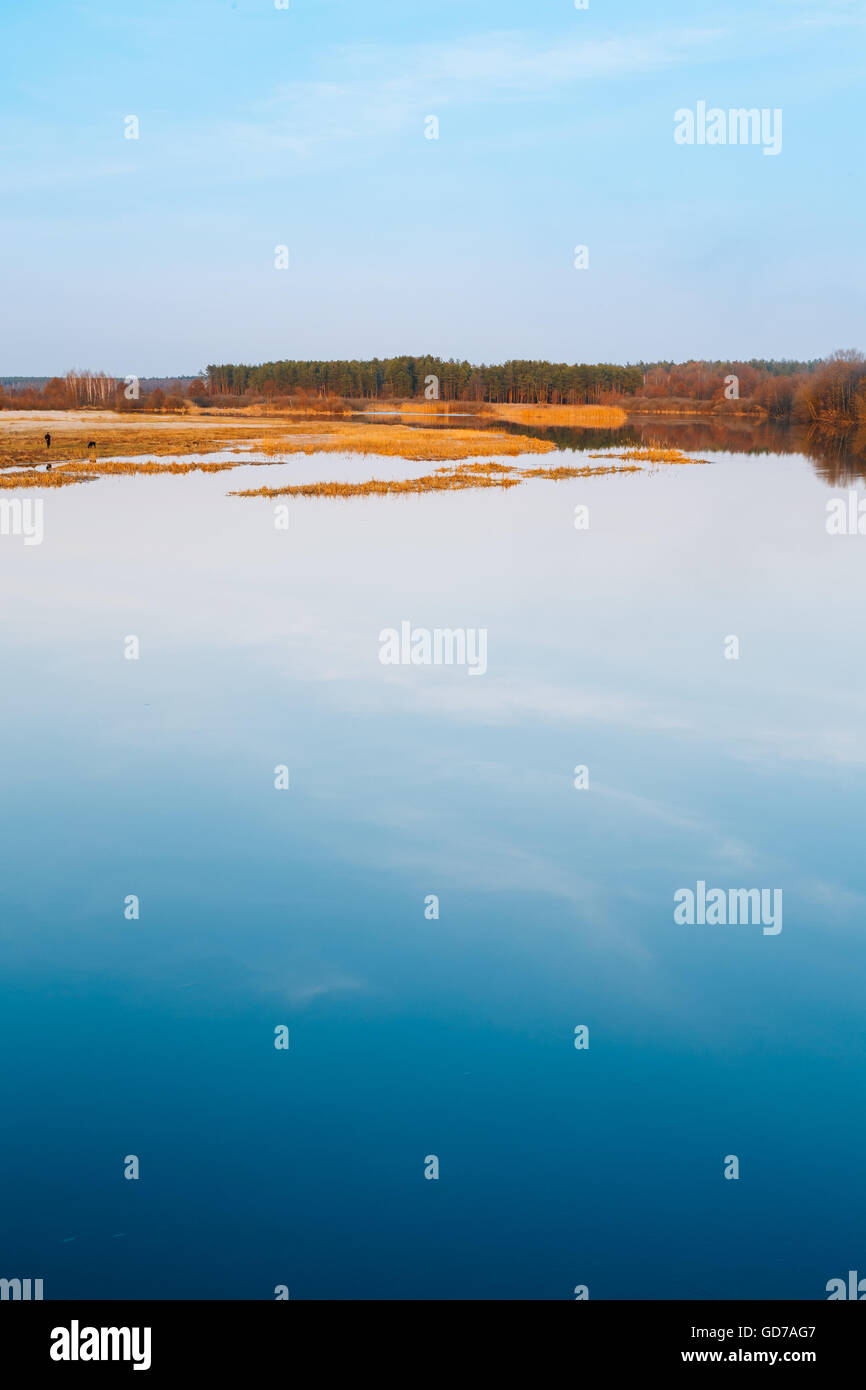 Water Surface Of Lake Pond River at Spring Season. Nature Background ...
