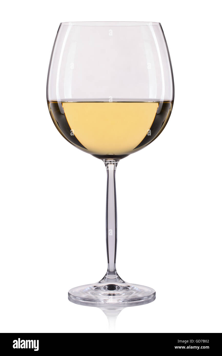 White wine in a glass isolated on white background Stock Photo - Alamy