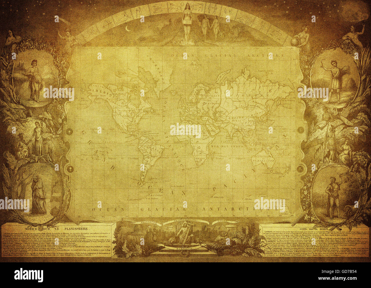 vintage map of the world published in 1847 Stock Photo - Alamy