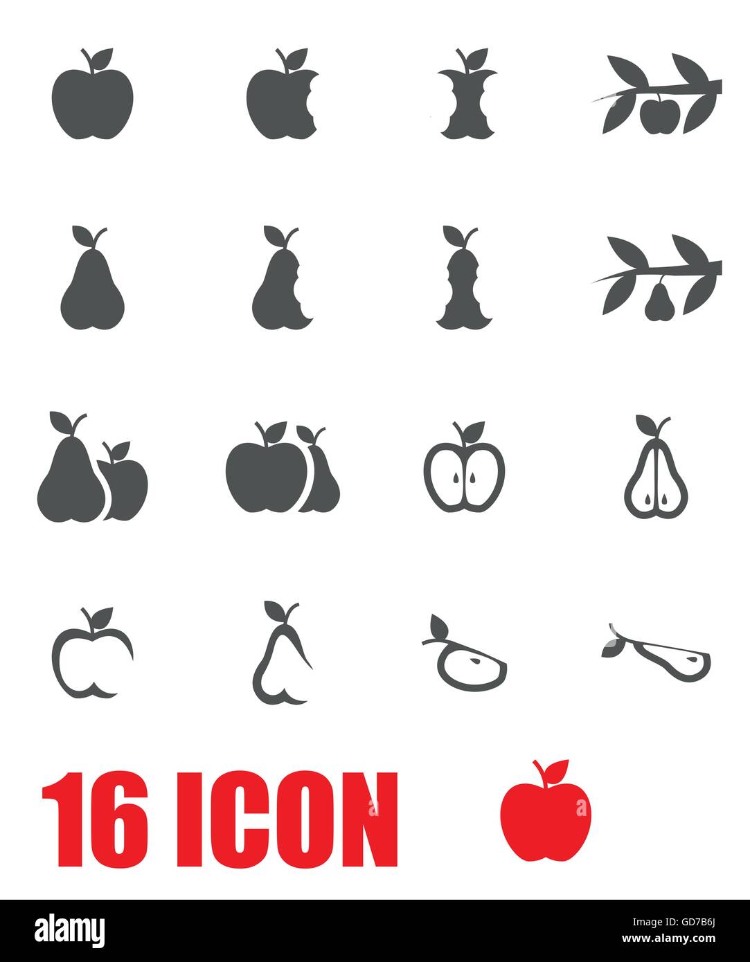 Vector grey apple and pear icon set Stock Vector Image & Art - Alamy