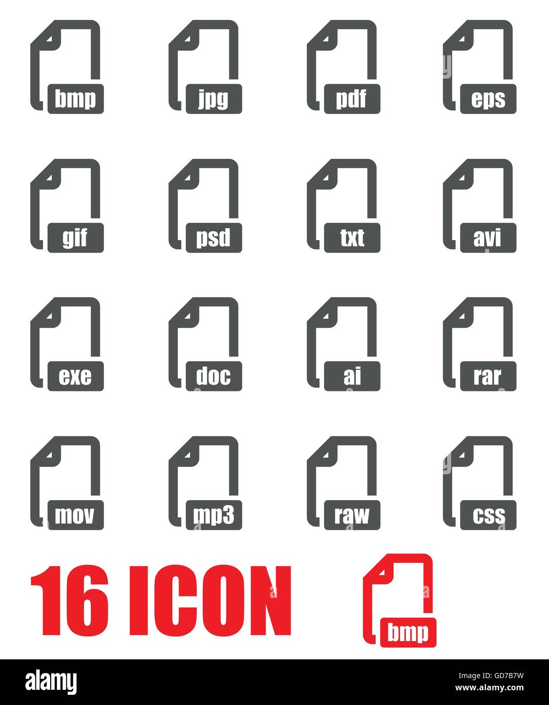 Vector grey file format icon set Stock Vector Image & Art - Alamy