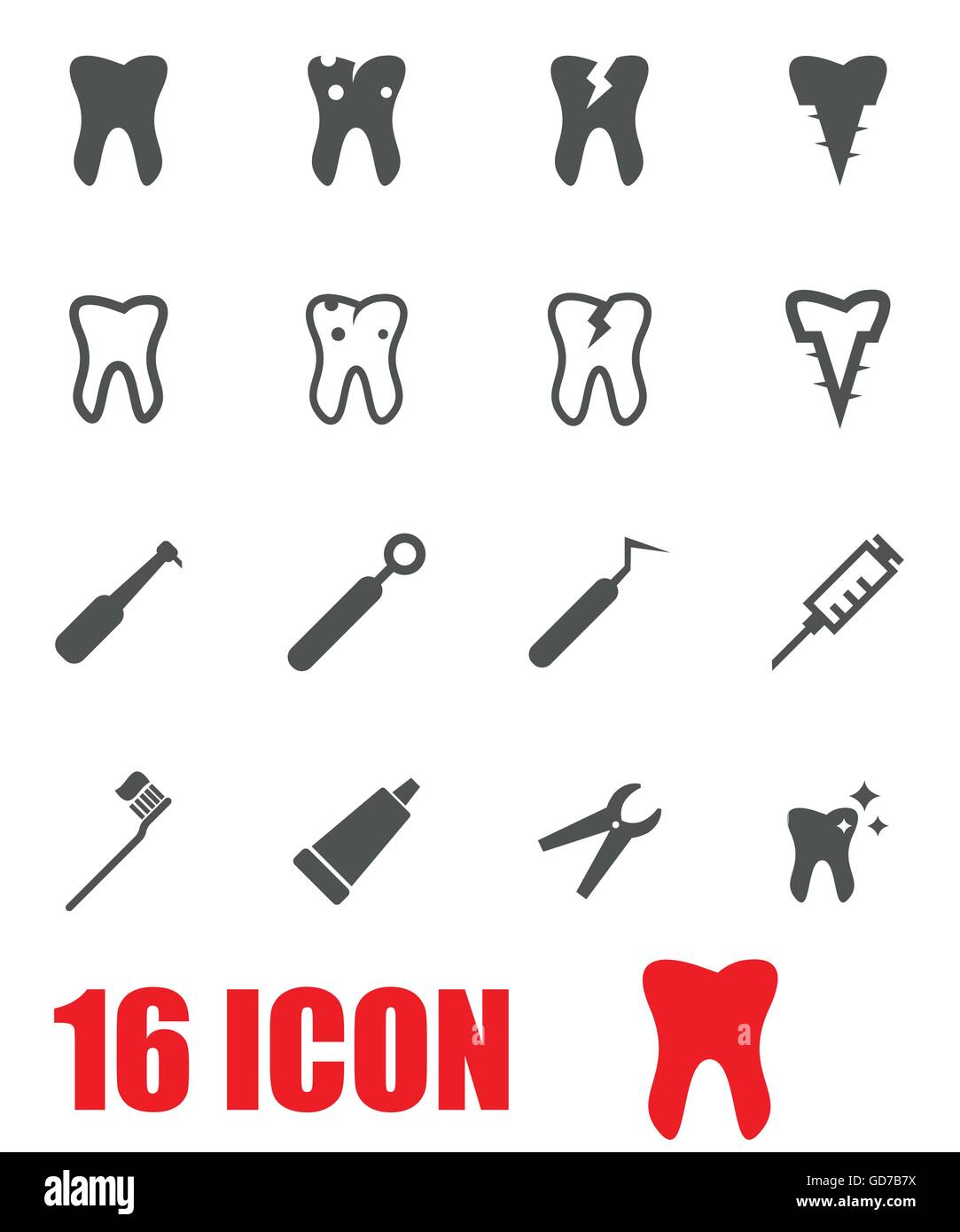 Vector grey dental icon set Stock Vector Image & Art - Alamy