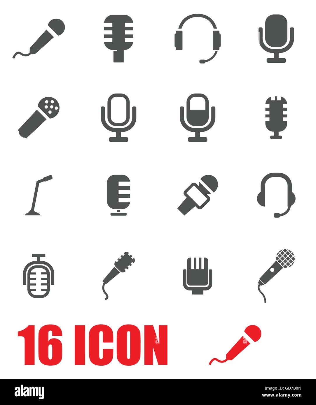 Vector grey microphone icon set Stock Vector Image & Art - Alamy