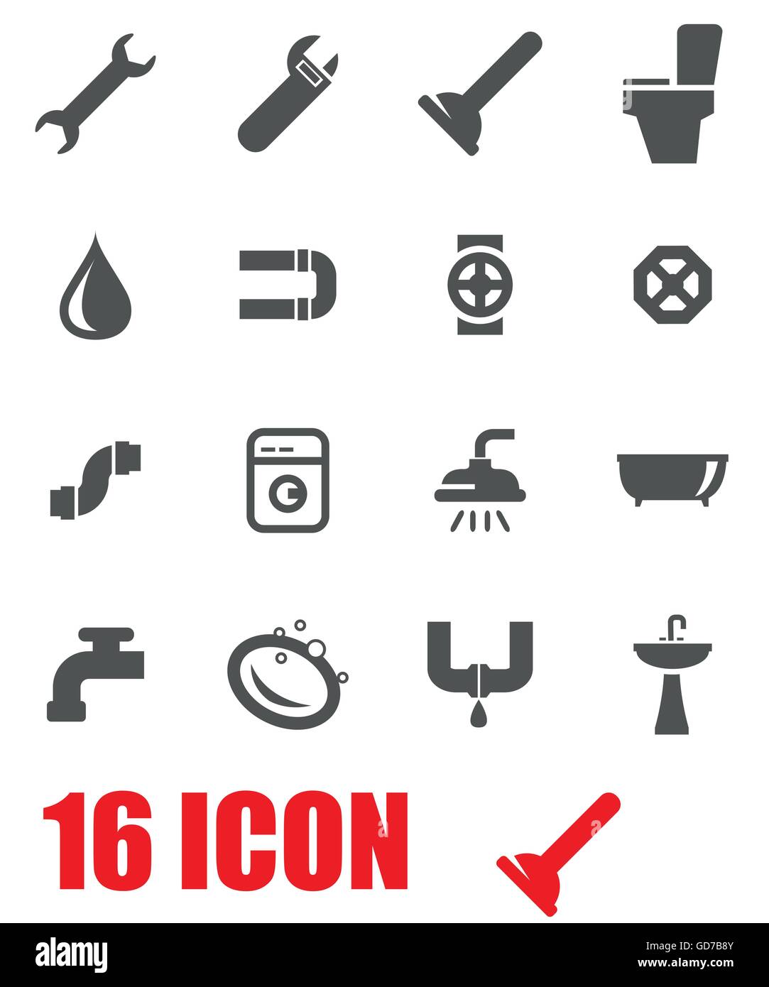 Vector grey plumbing icon set Stock Vector Image & Art - Alamy