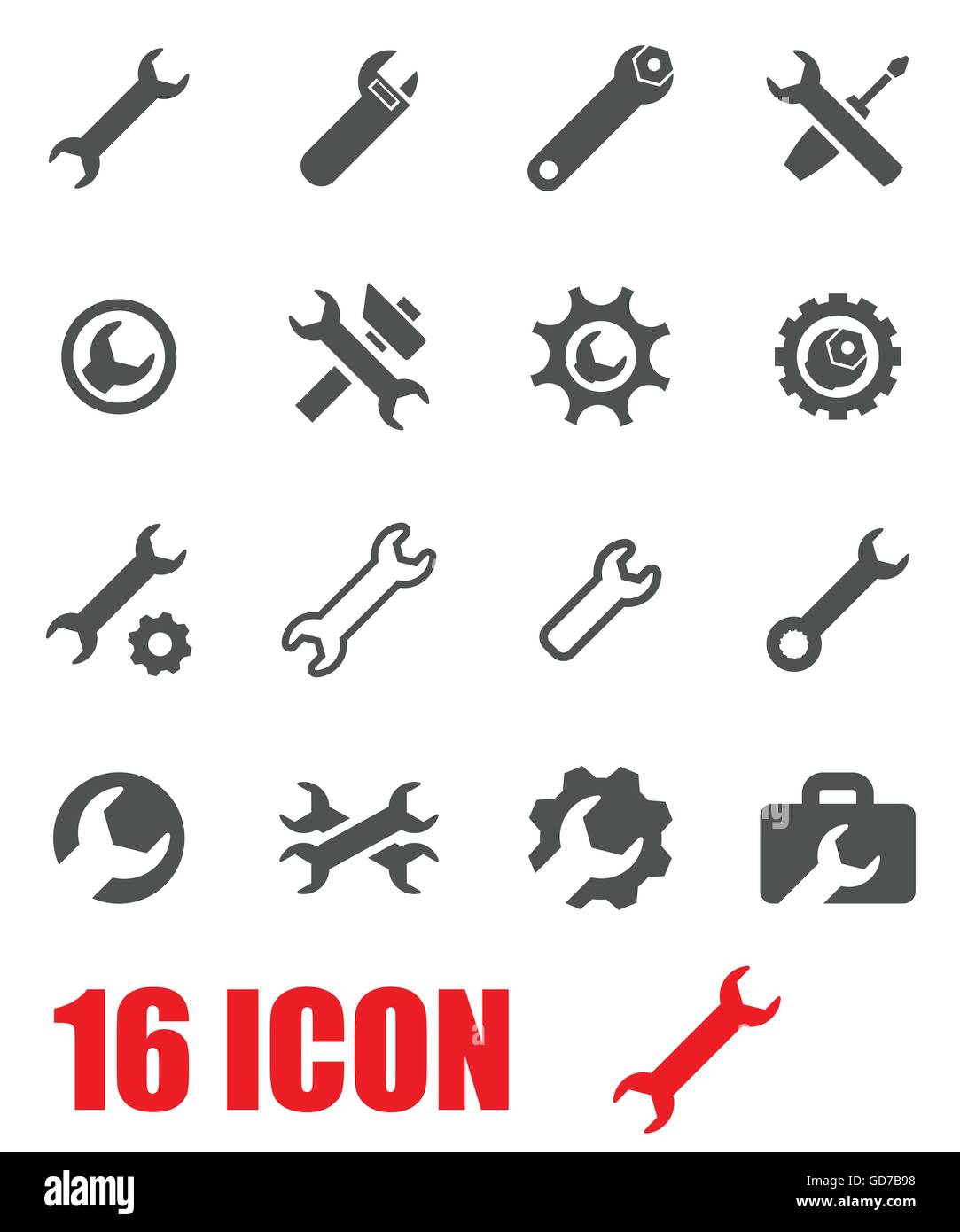 Vector grey settings wrench icon set Stock Vector Image & Art - Alamy