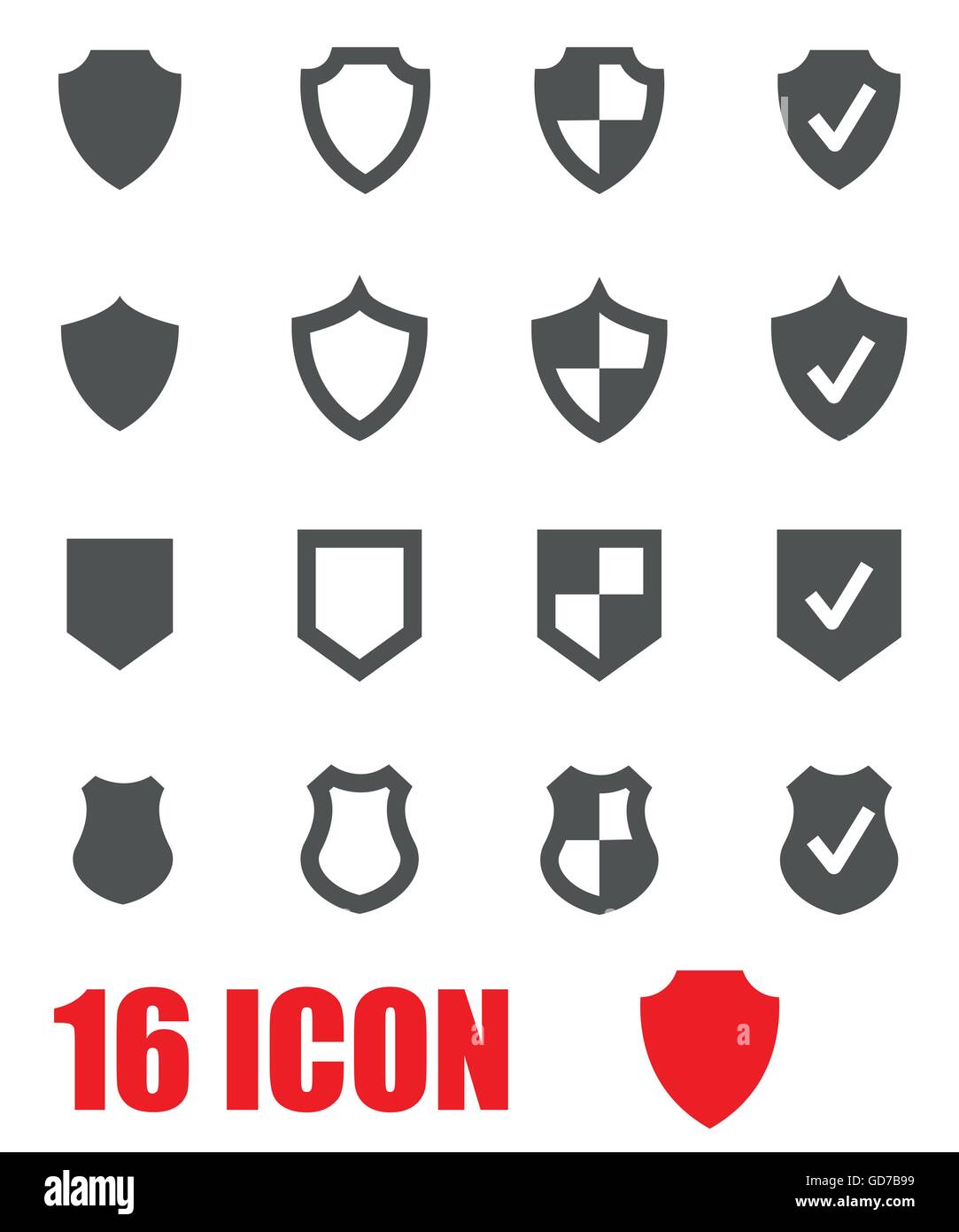 Vector grey shield icon set Stock Vector Image & Art - Alamy
