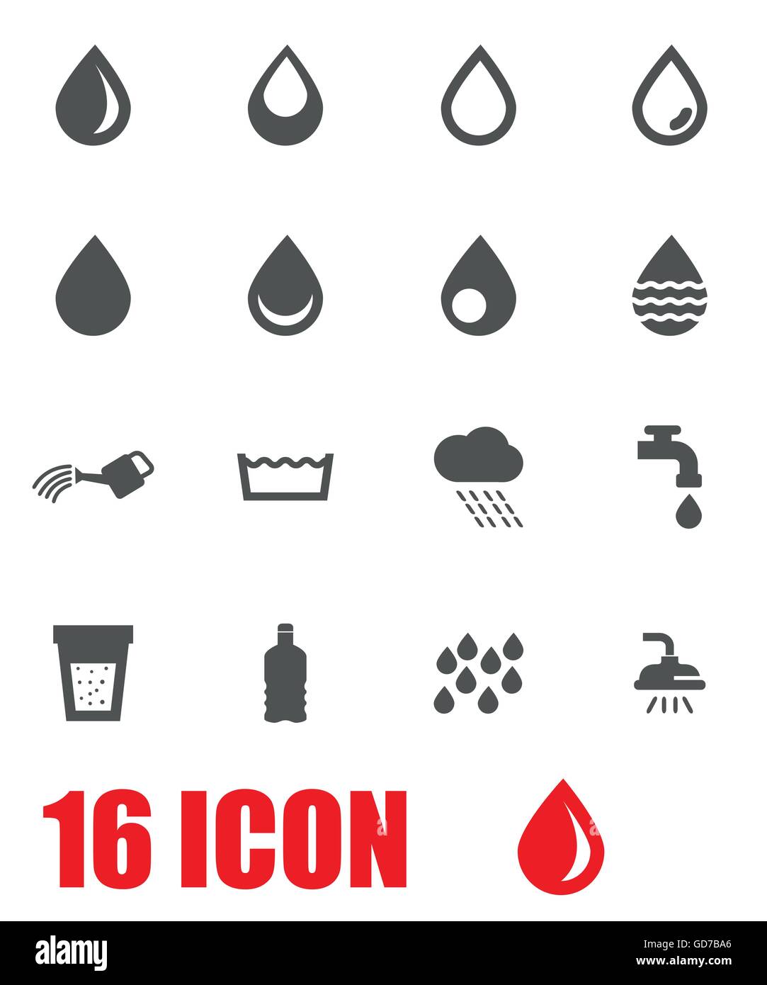 Vector grey water icons set Stock Vector Image & Art - Alamy