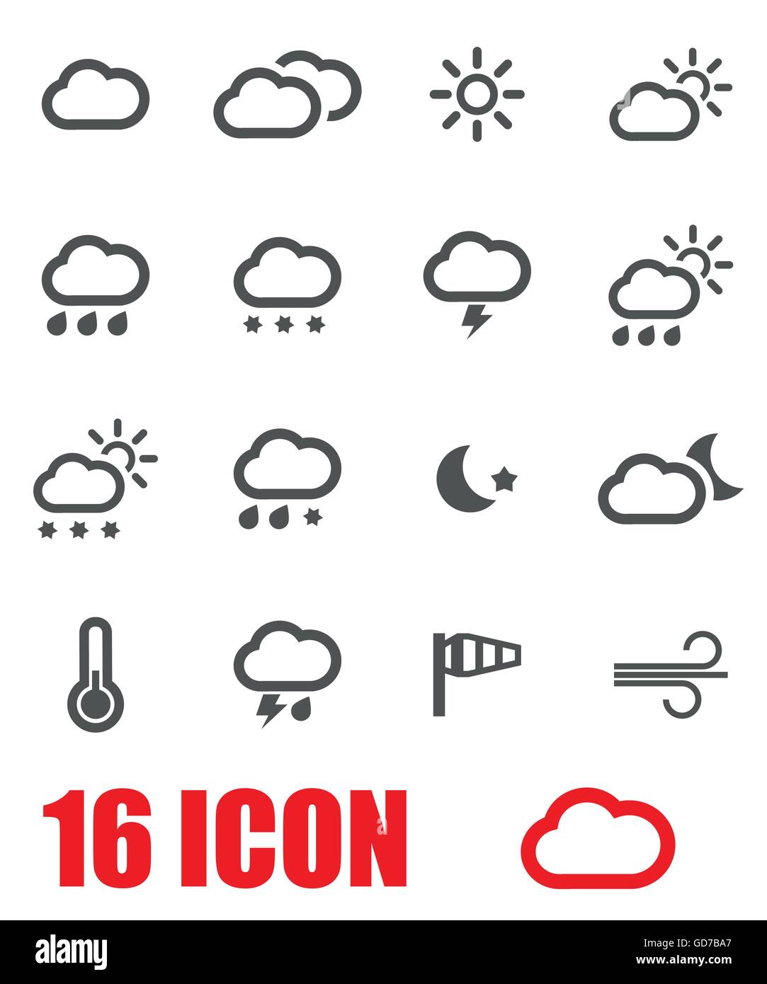 Vector grey weather icons set Stock Vector Image & Art - Alamy
