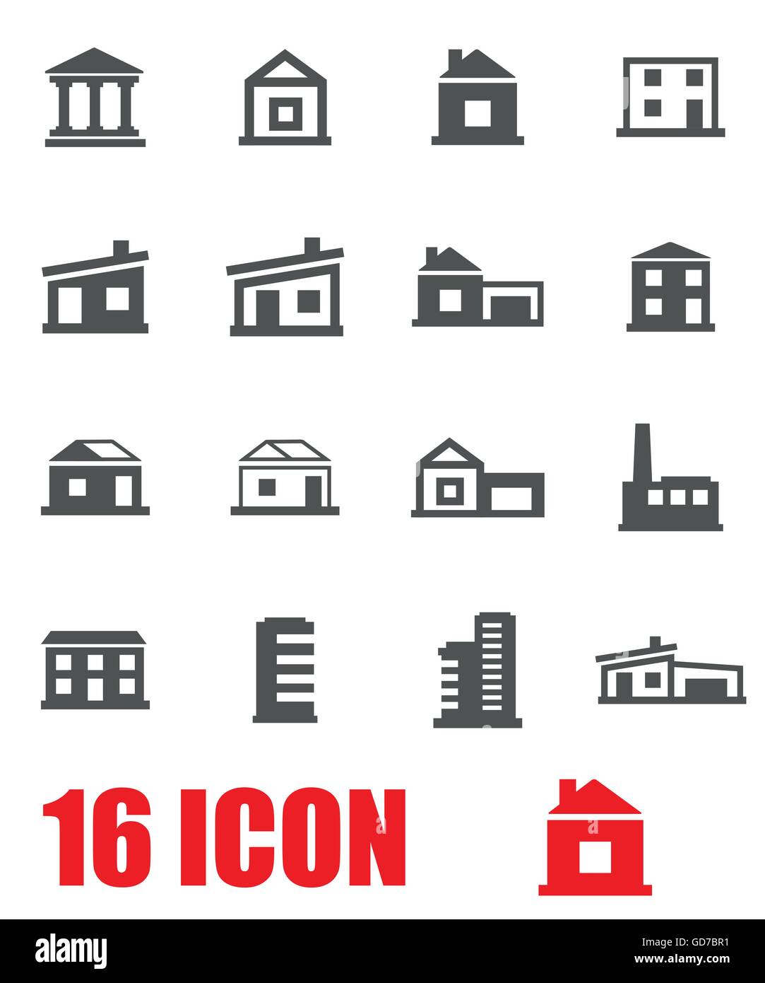 Vector grey buildings icon set Stock Vector Image & Art - Alamy