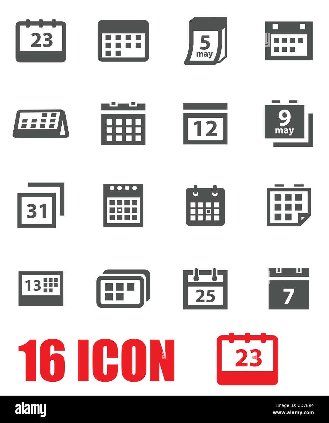 Vector grey calendar icon set Stock Vector Image & Art - Alamy