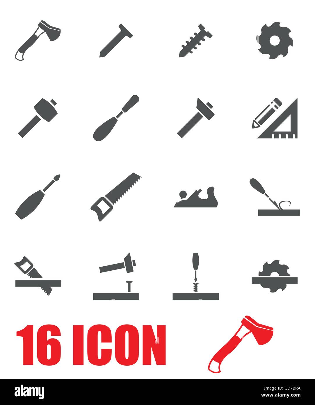 Vector grey carpentry icon set Stock Vector Image & Art - Alamy