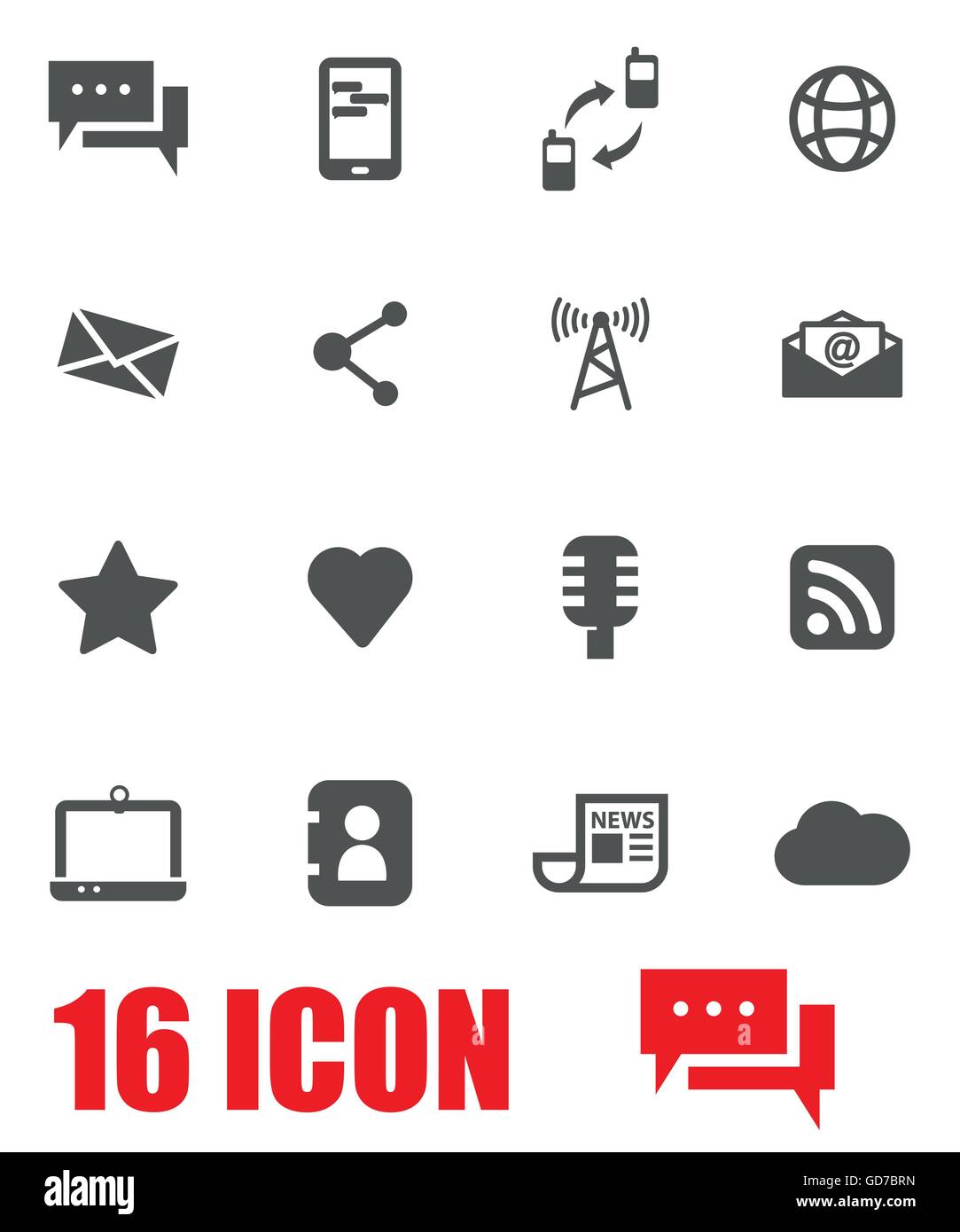 Vector grey communication icon set Stock Vector Image & Art - Alamy