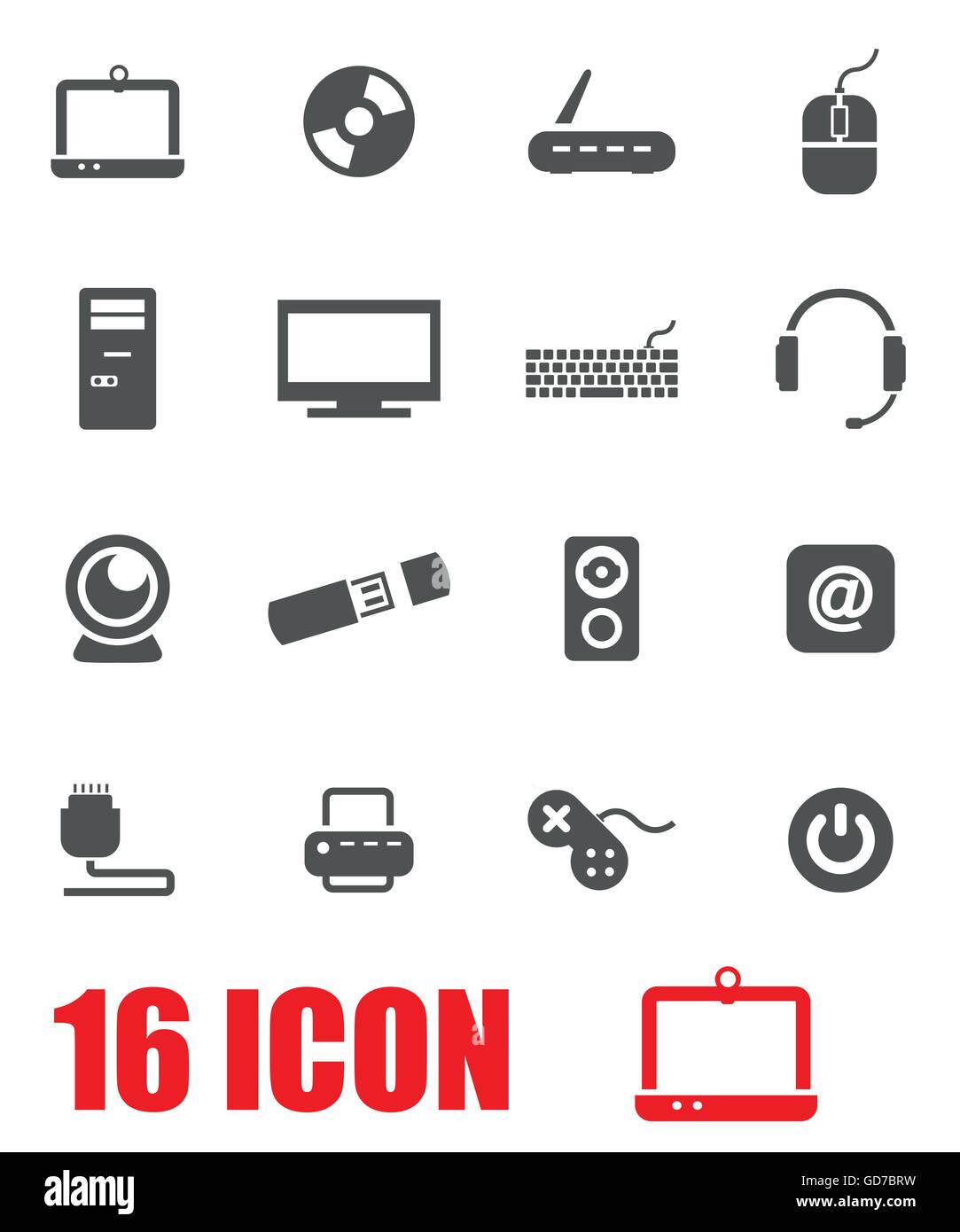 Vector grey computer icon set Stock Vector Image & Art - Alamy