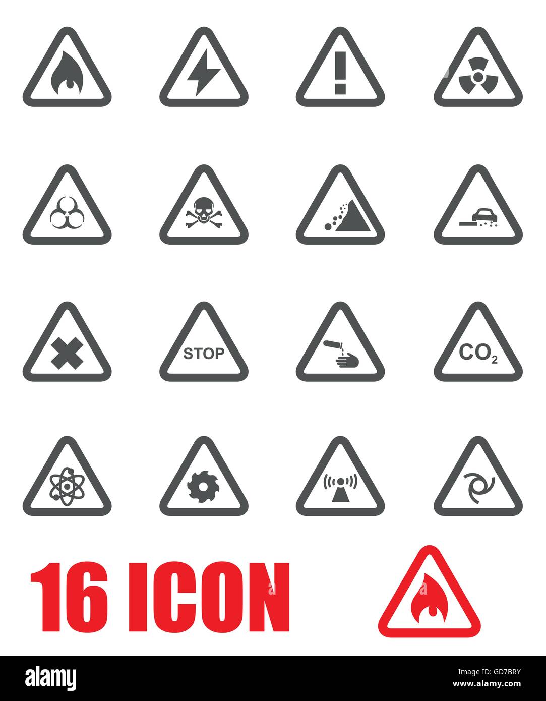 Vector black danger icon set Stock Vector Image & Art - Alamy