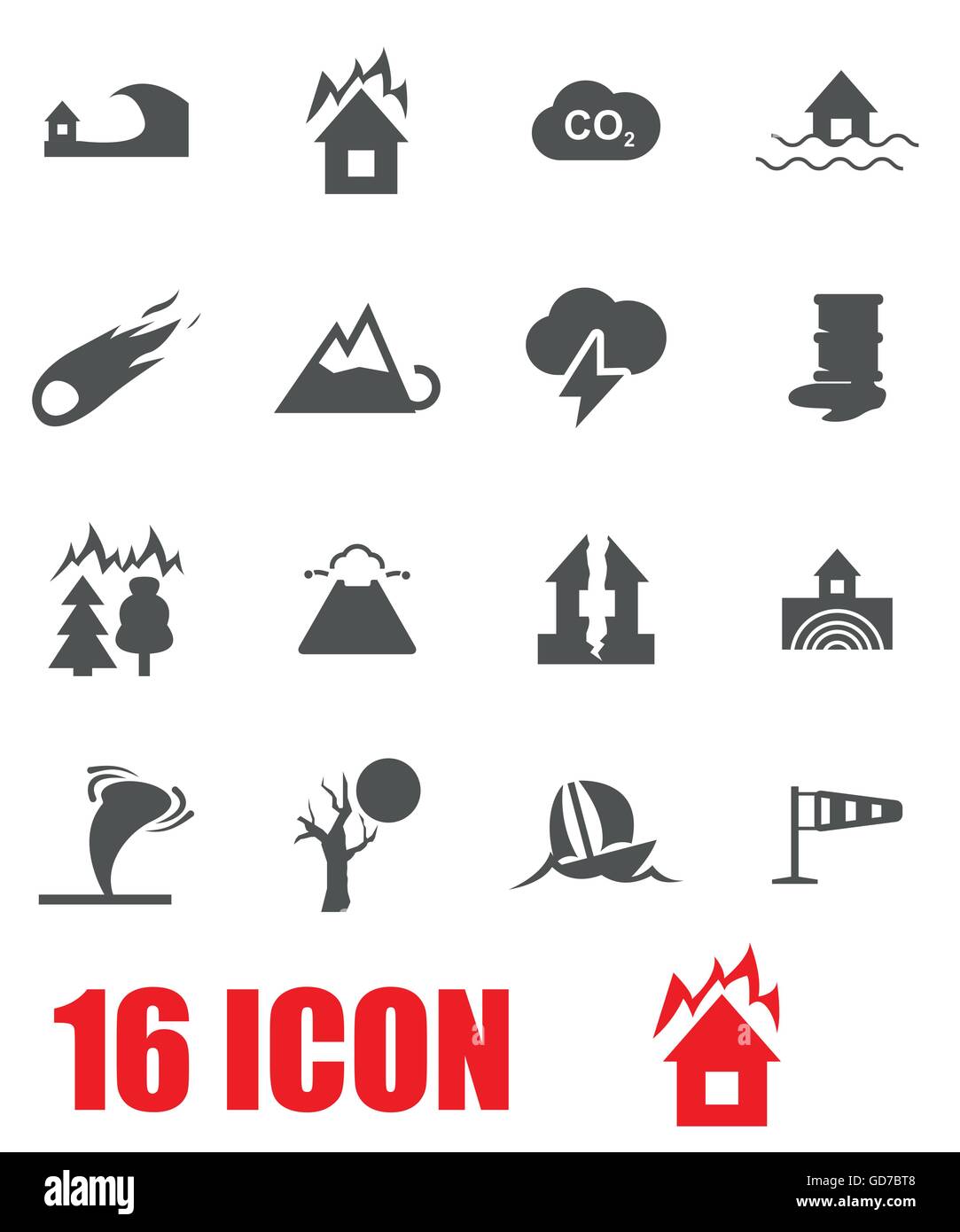 Vector grey disaster icon set Stock Vector Image & Art - Alamy