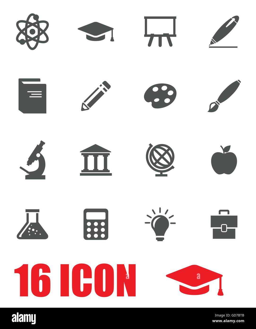 Vector grey education icon set Stock Vector Image & Art - Alamy