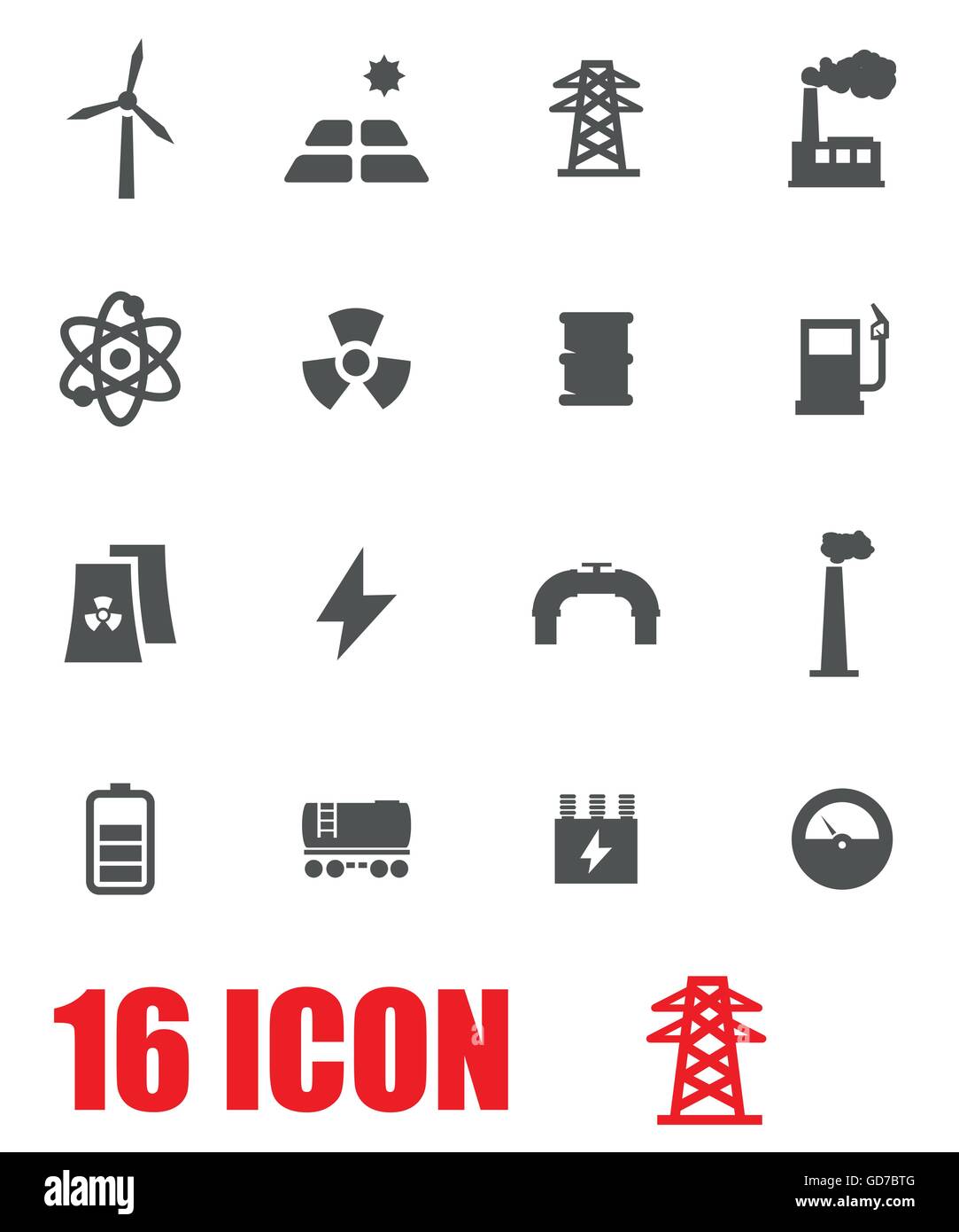Vector grey energetics icon set Stock Vector Image & Art - Alamy