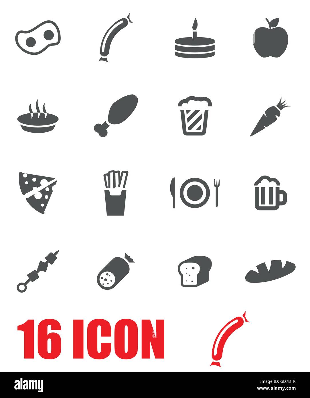Vector grey food icon set Stock Vector Image & Art - Alamy