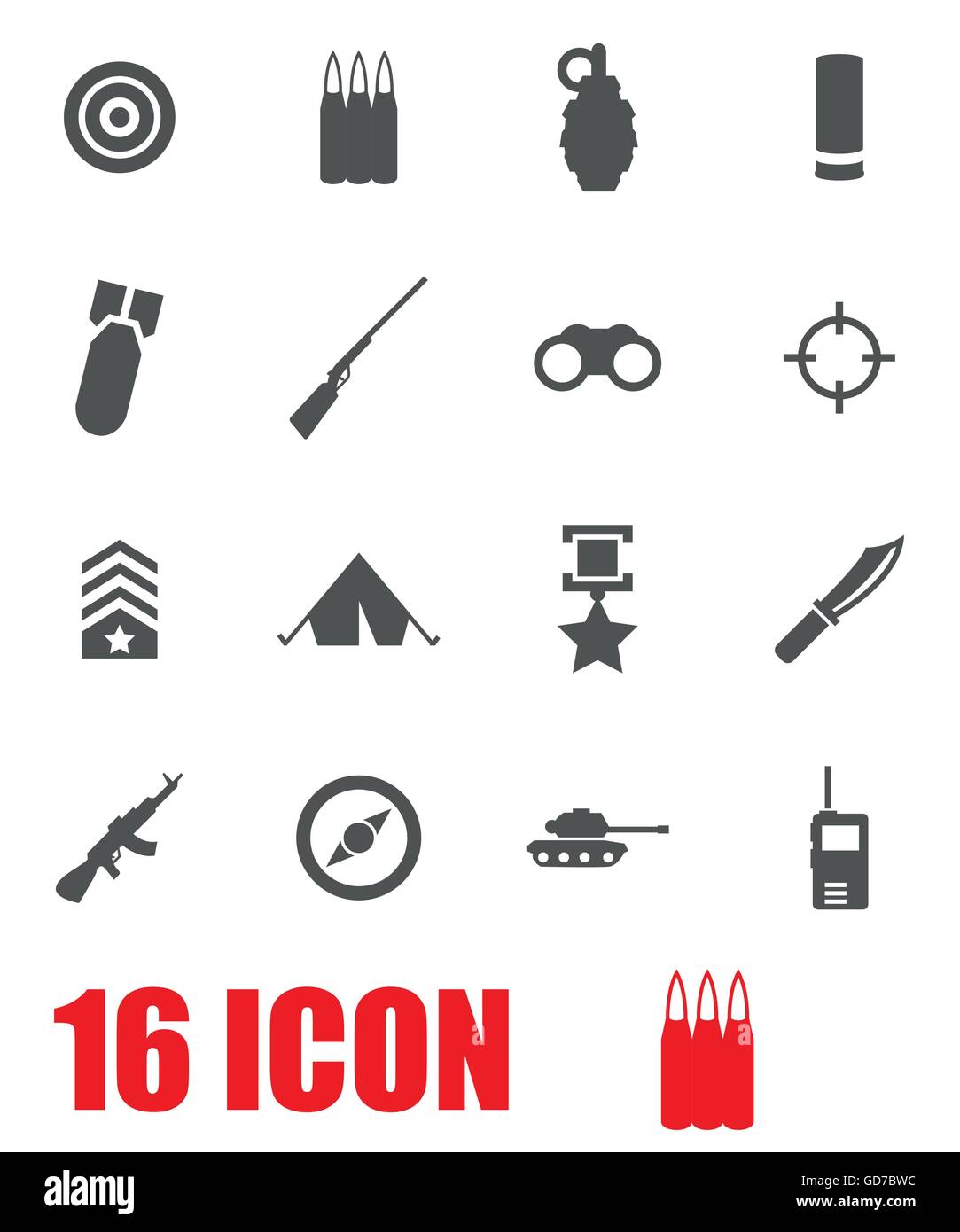 Vector grey military icon set Stock Vector Image & Art - Alamy
