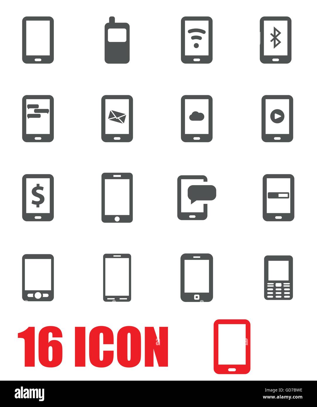 Vector grey mobile icon set Stock Vector Image & Art - Alamy