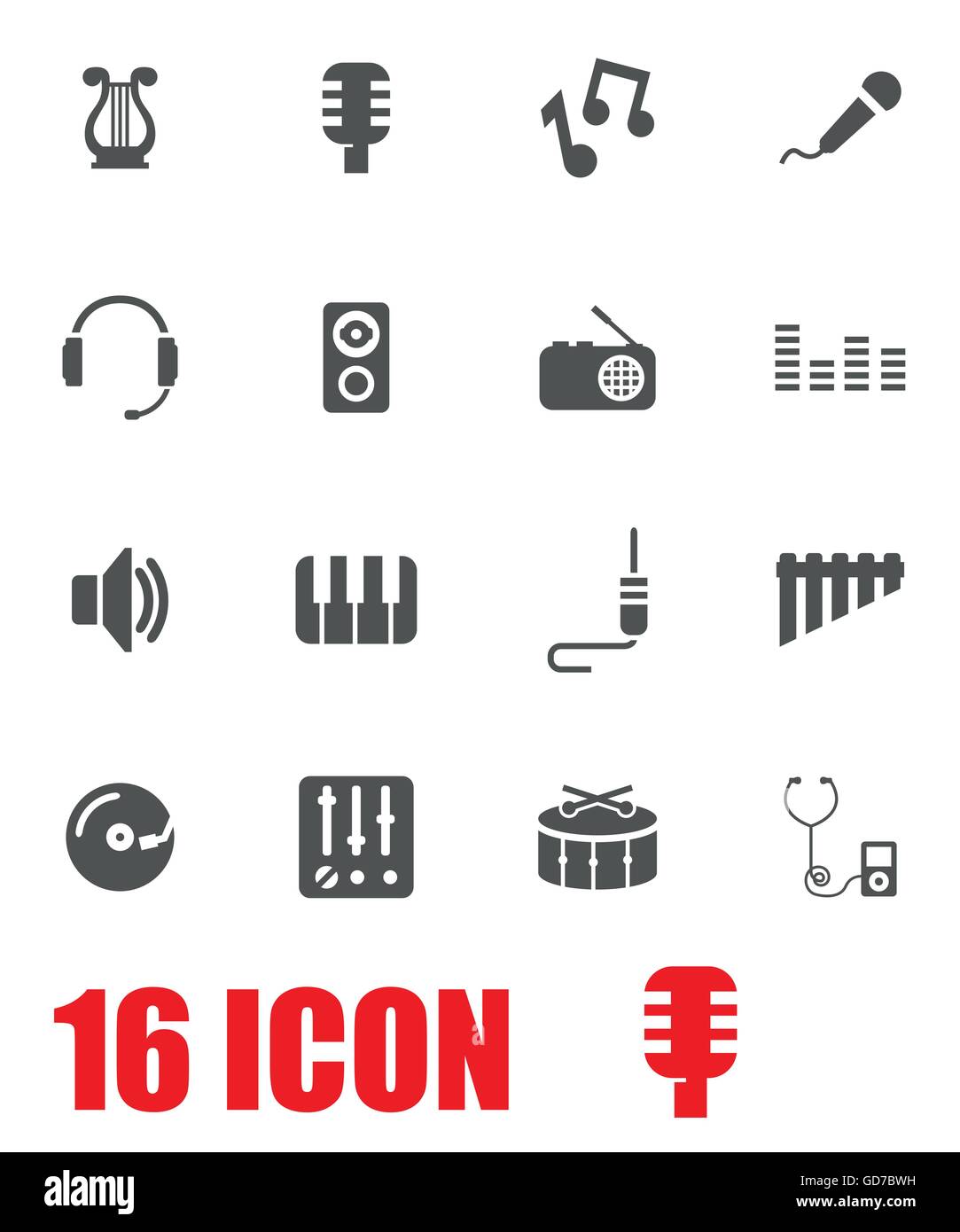 Vector grey music icon set Stock Vector Image & Art - Alamy