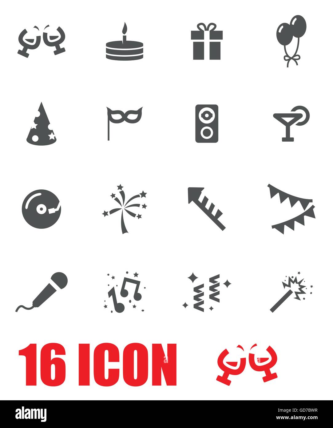 Vector grey party icon set Stock Vector Image & Art - Alamy