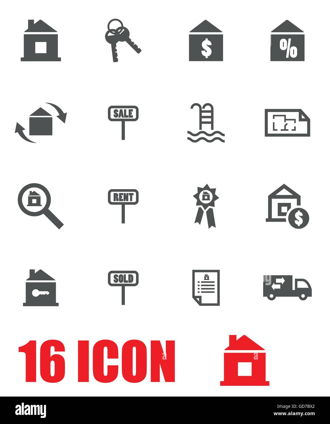 Vector grey real estate icon set Stock Vector Image & Art - Alamy
