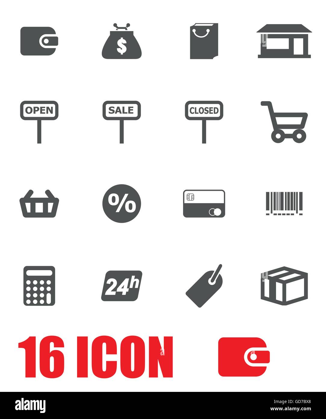 Vector grey shop icon set Stock Vector Image & Art - Alamy