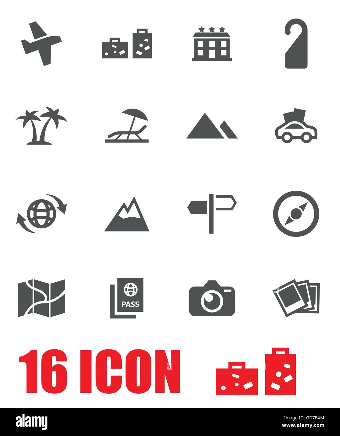 Vector grey travel icon set Stock Vector Image & Art - Alamy
