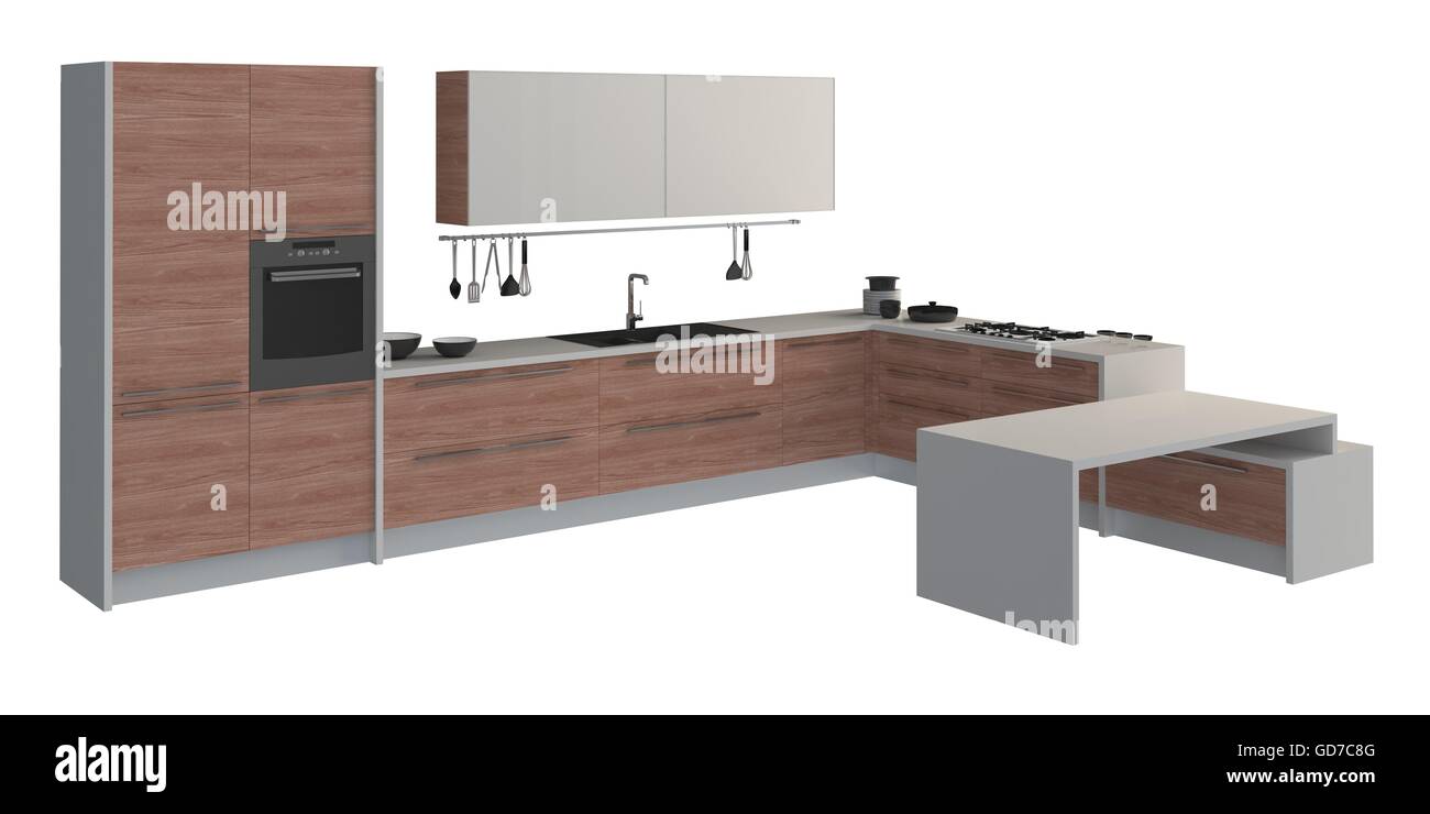 Kitchen Furniture Isolated On White Stock Photo - Alamy