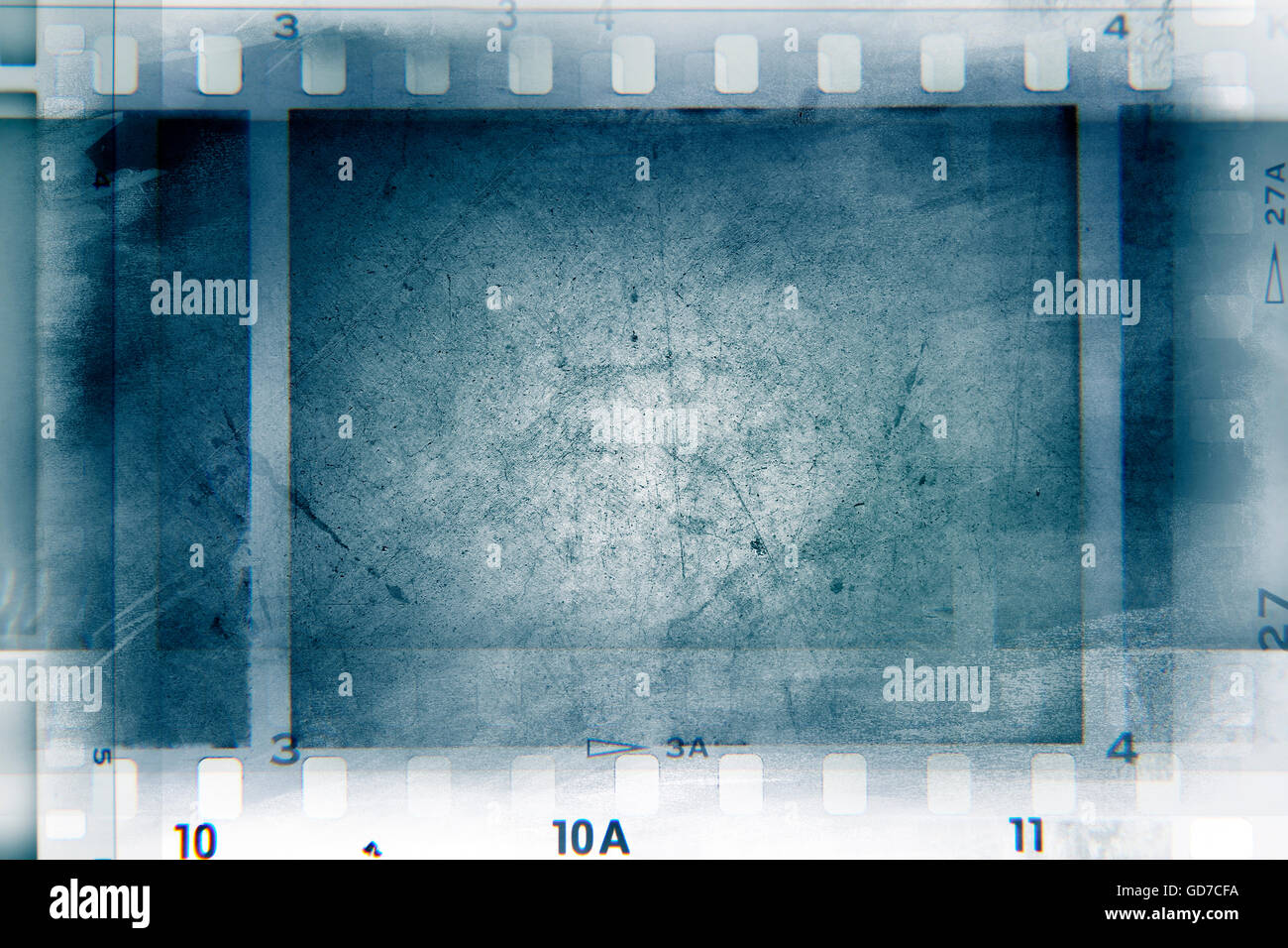 Film negative frames on blue background Stock Photo - Alamy