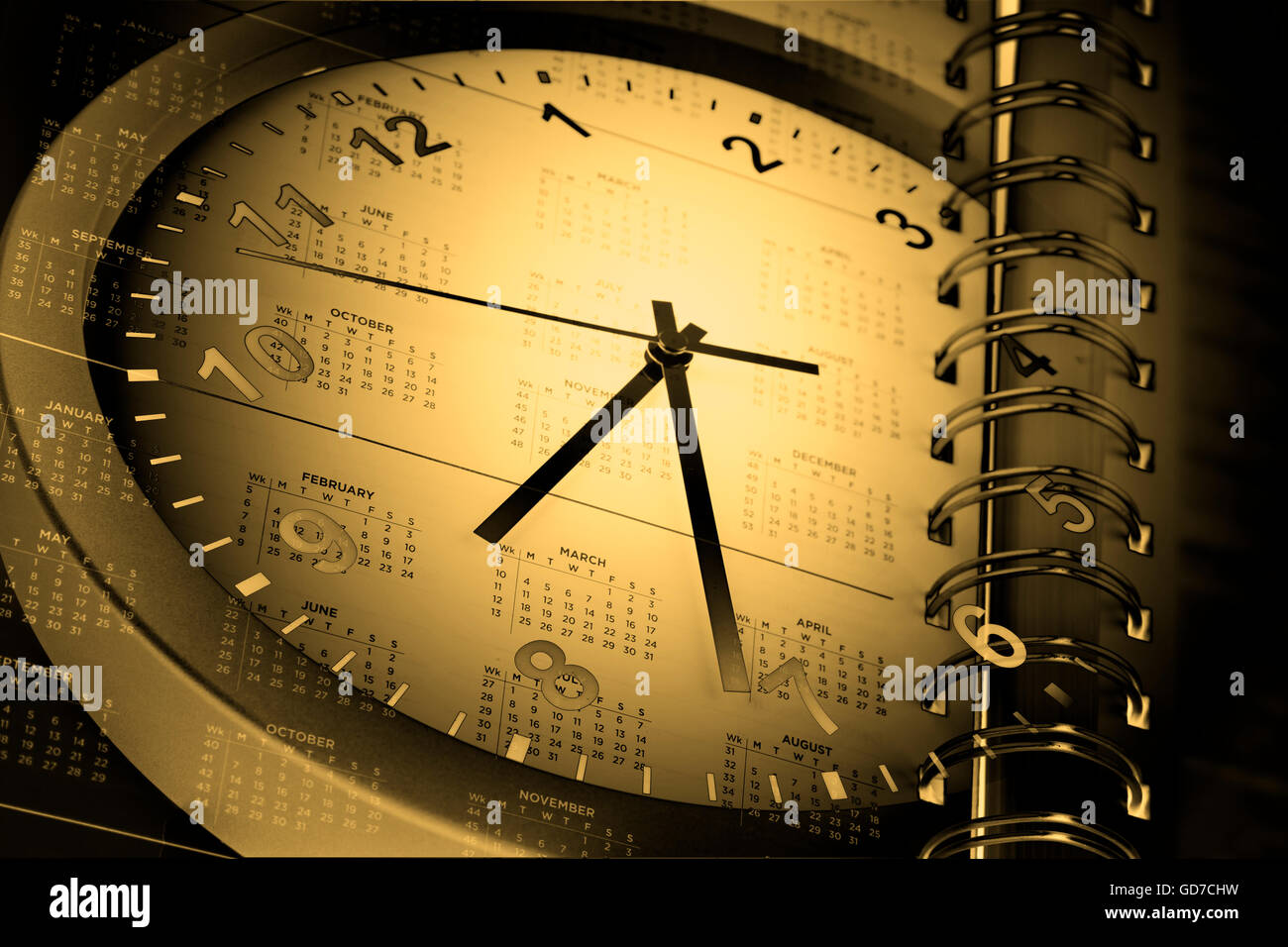Clock face and calendar composite Stock Photo - Alamy