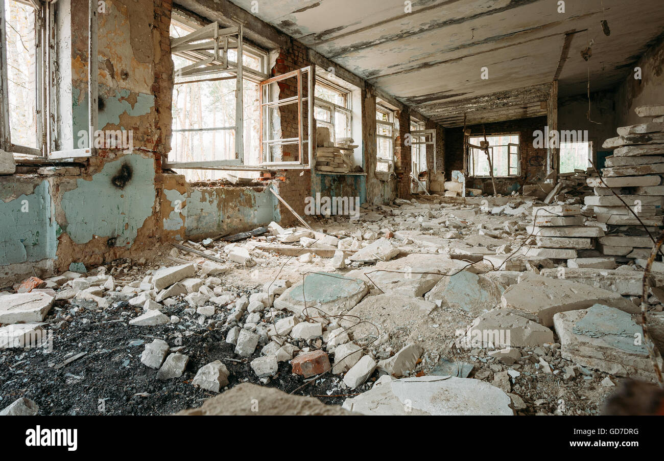 Abandoned Building Interior In Chernobyl Zone. Chornobyl Disasters ...