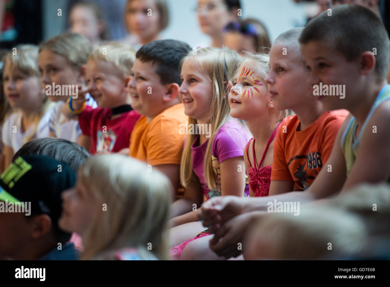Kids audience at children theatre play at Festival Lent, Maribor ...