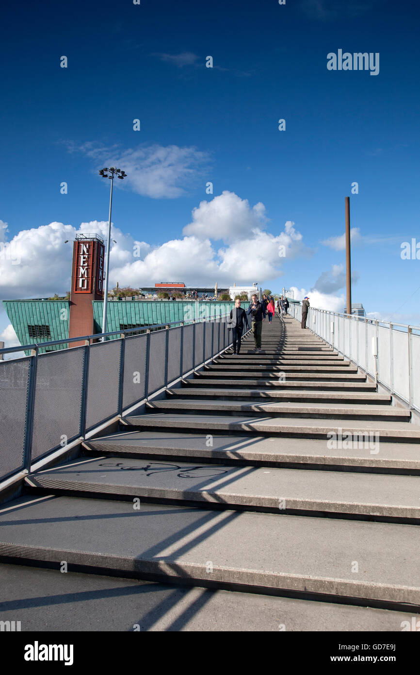 Staircase to Rooftop Cafe Terrace, Nemo Science Museum; Amsterdam ...