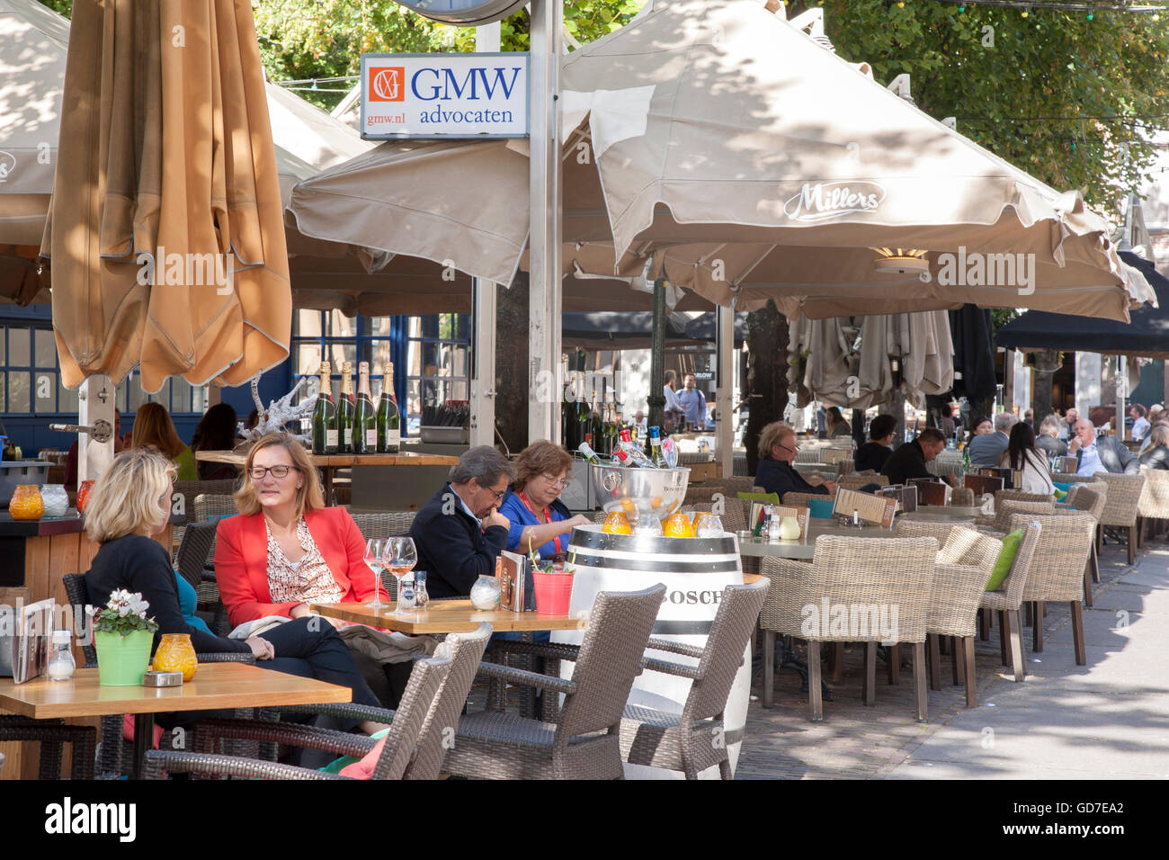 Barlow Cafe and Bar Terrace, Plein Square, Den Haag, the Hague; Holland ...