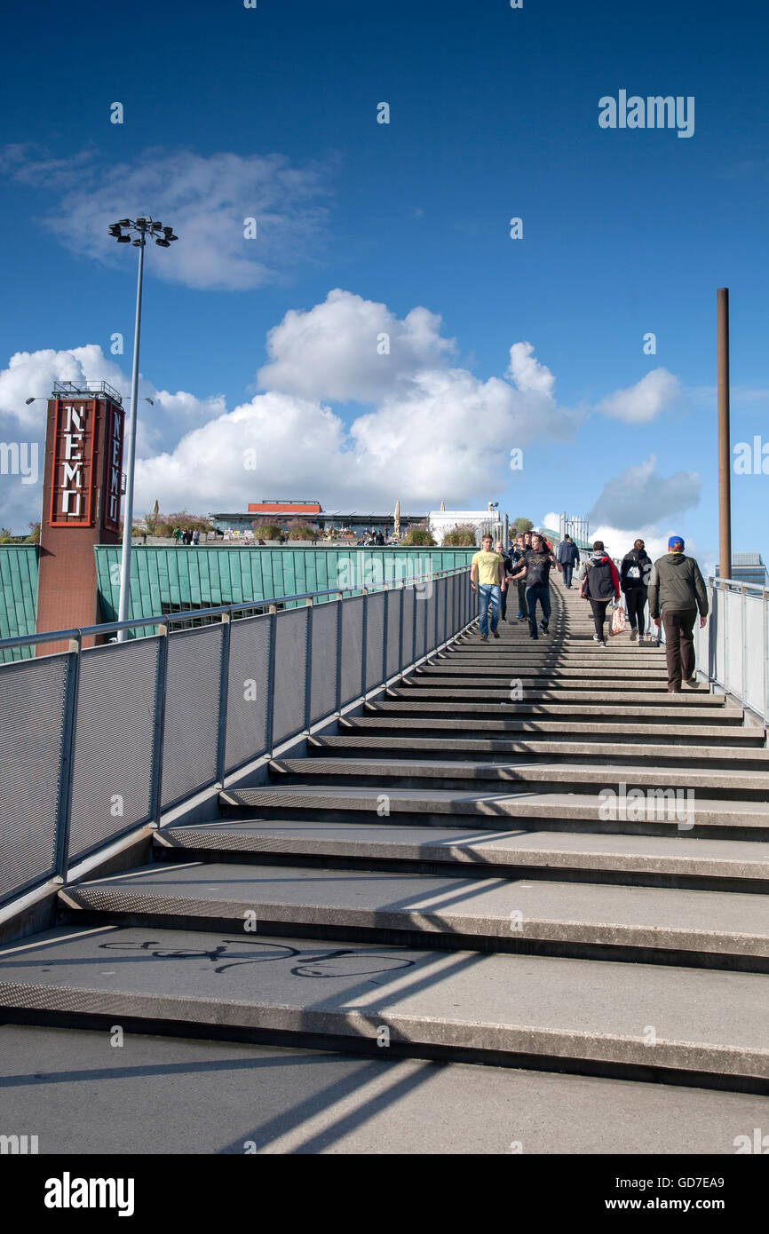 Staircase to Rooftop Cafe Terrace, Nemo Science Museum; Amsterdam ...