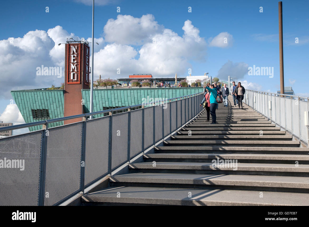 Staircase to Rooftop Cafe Terrace, Nemo Science Museum; Amsterdam ...