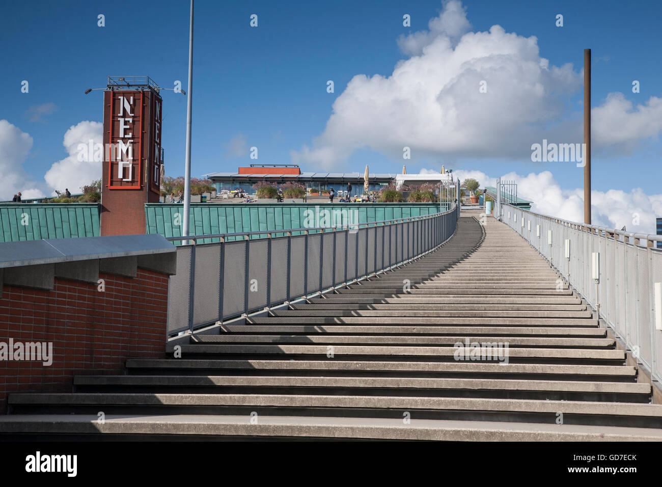 Staircase to Rooftop Cafe Terrace, Nemo Science Museum; Amsterdam ...