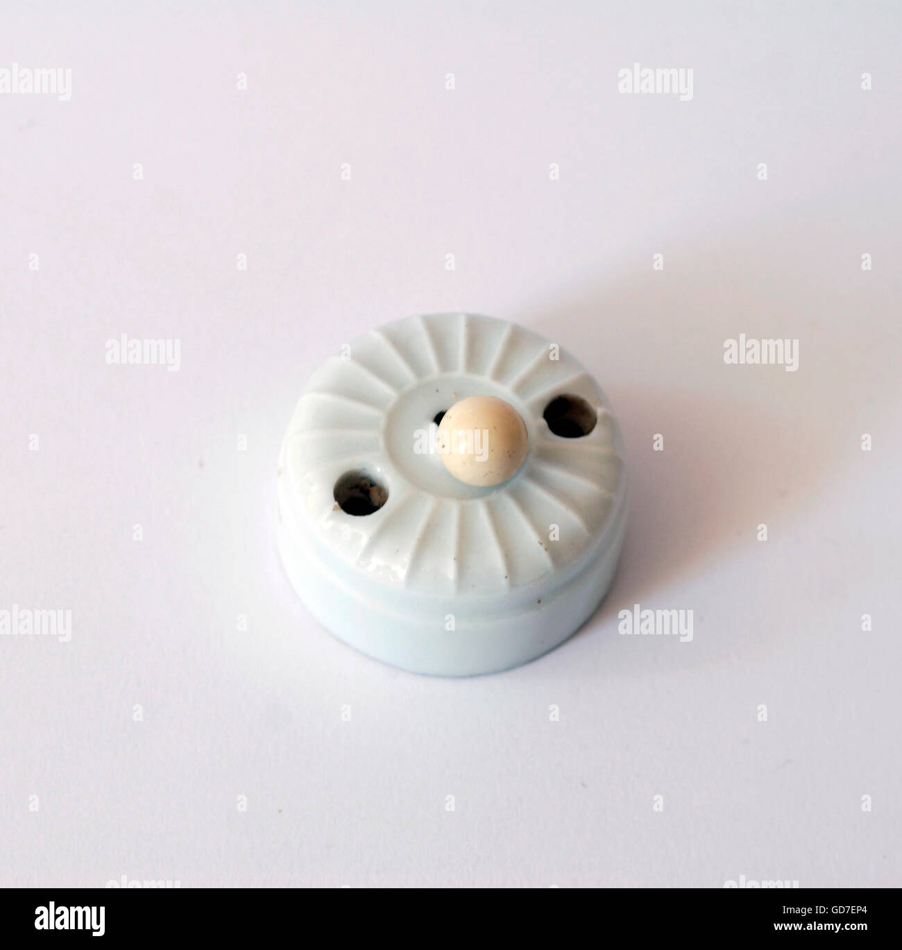 Old porcelain switch, isolated on white background Stock Photo - Alamy