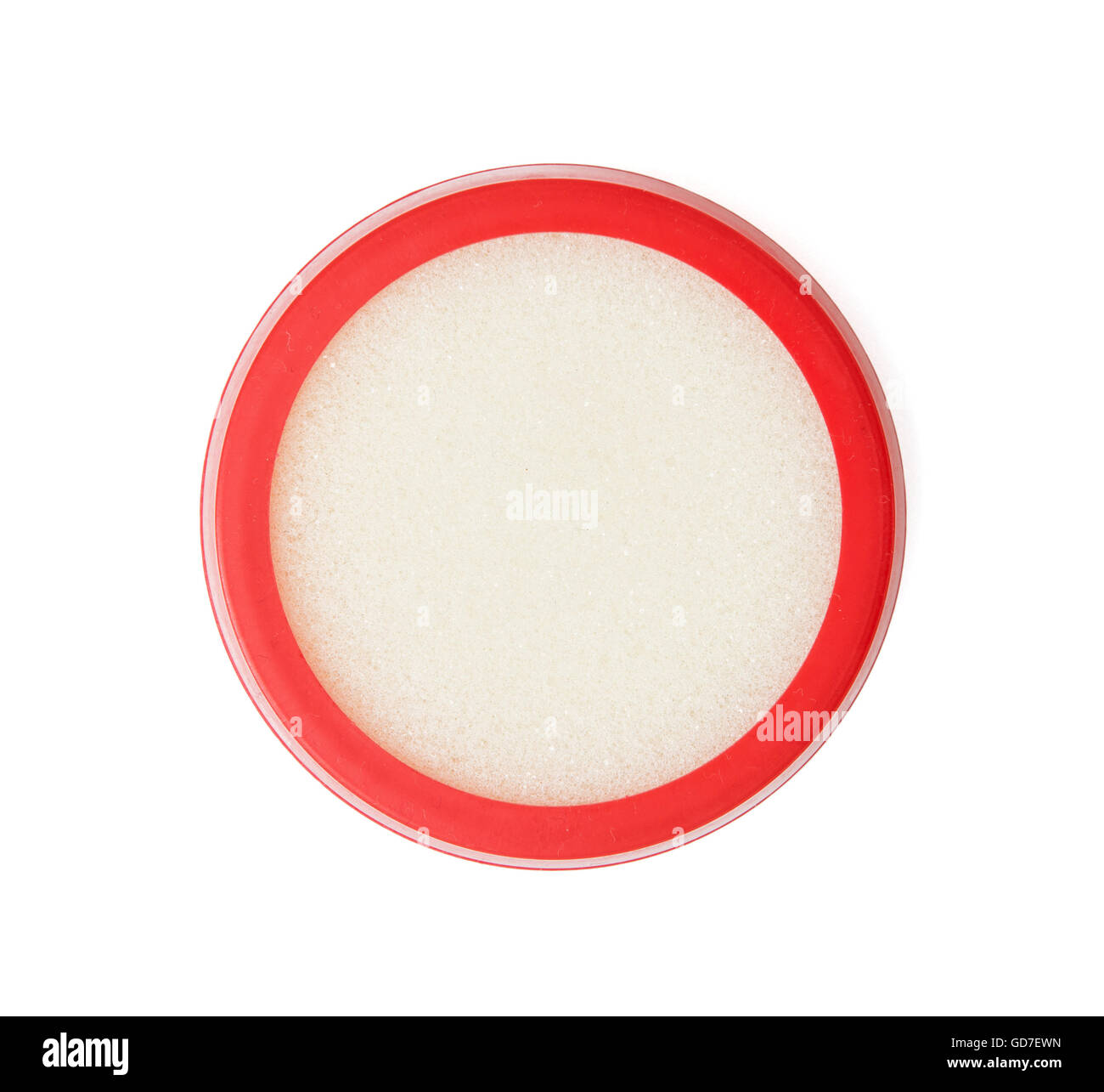 Round plastic sponge case for dipping fingers isolated on the white ...