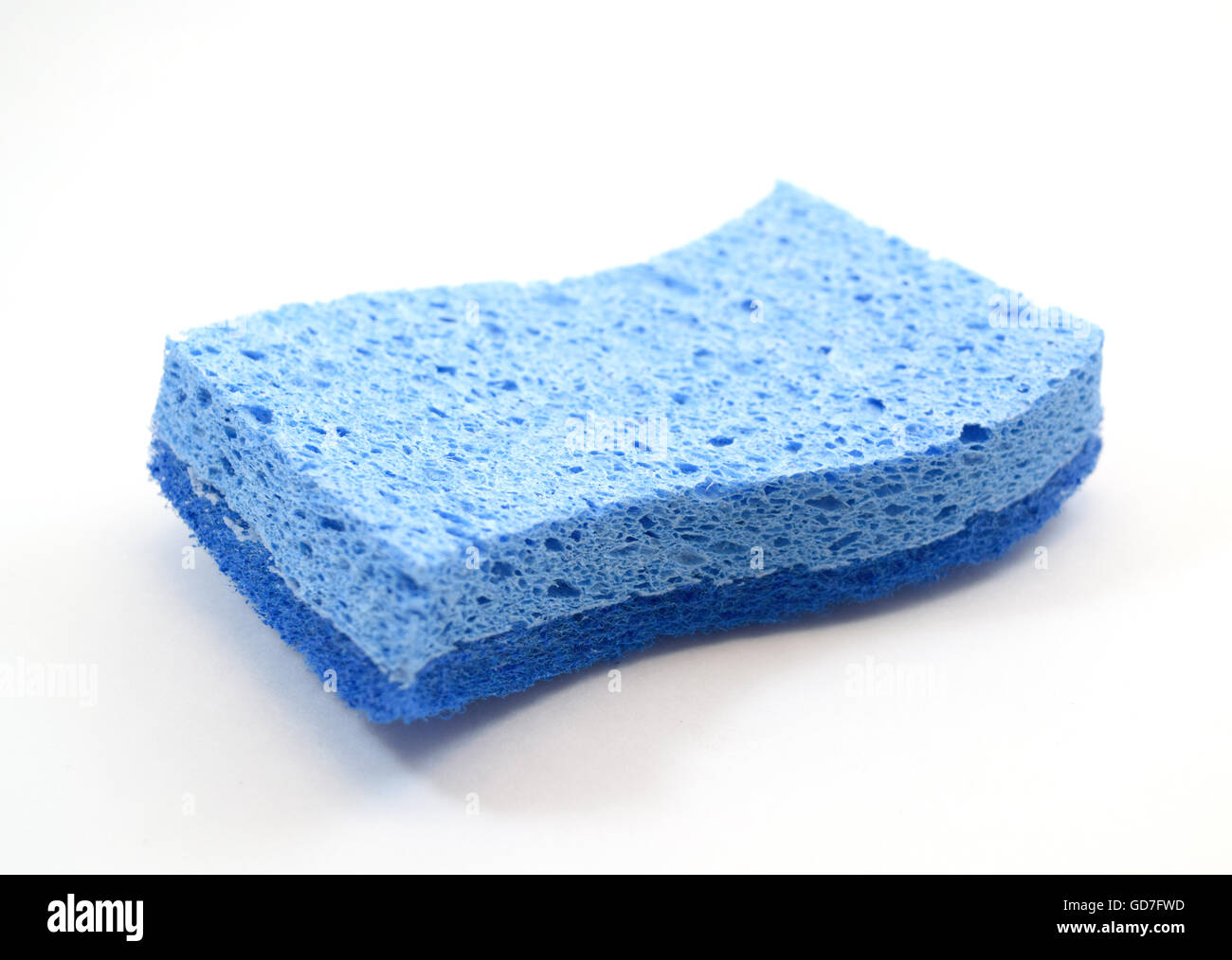Blue sponge with scrubber, isolated Stock Photo - Alamy