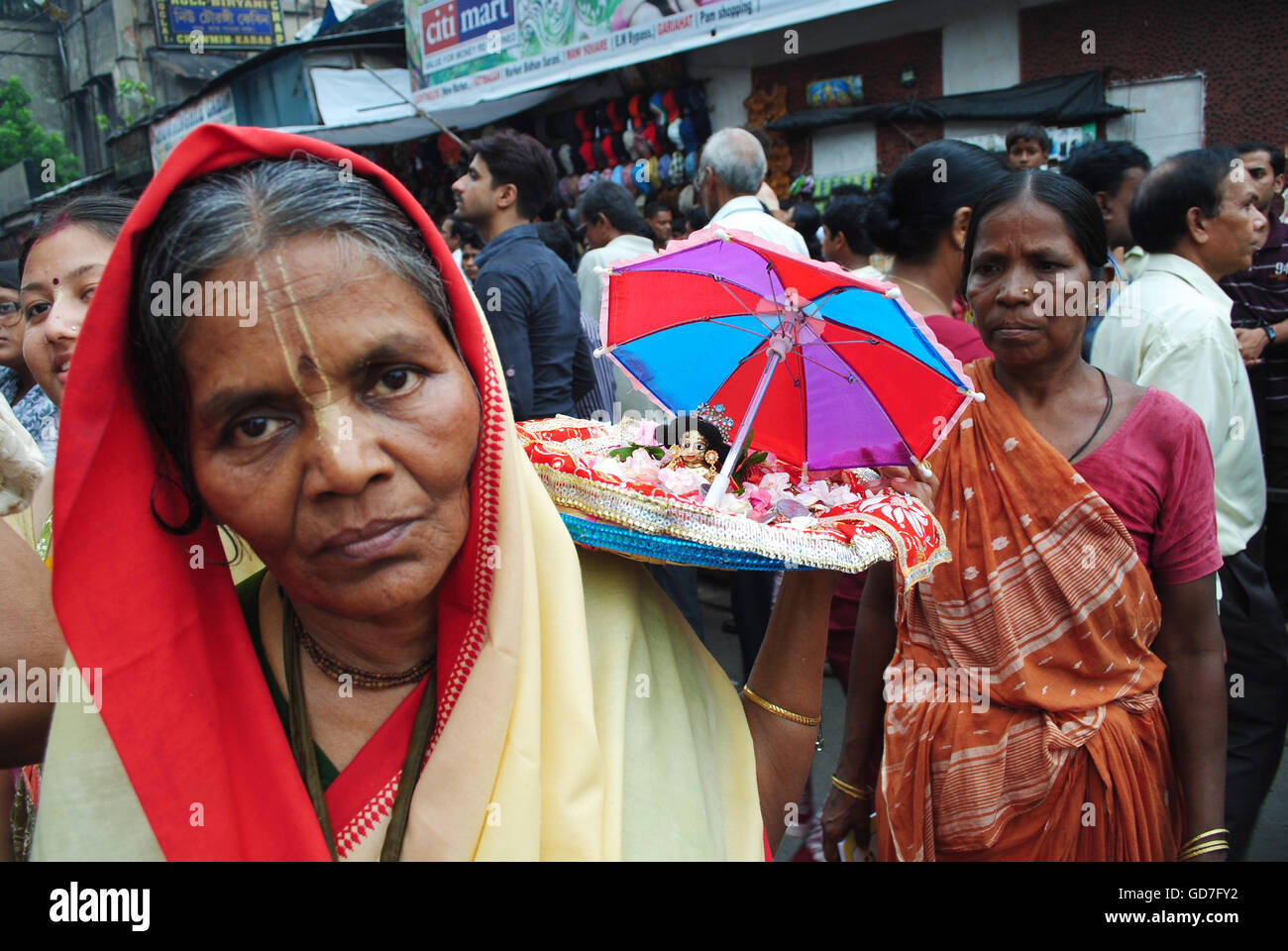 A lady devotee of Lord Krishna came to join the celebration of Ratha ...