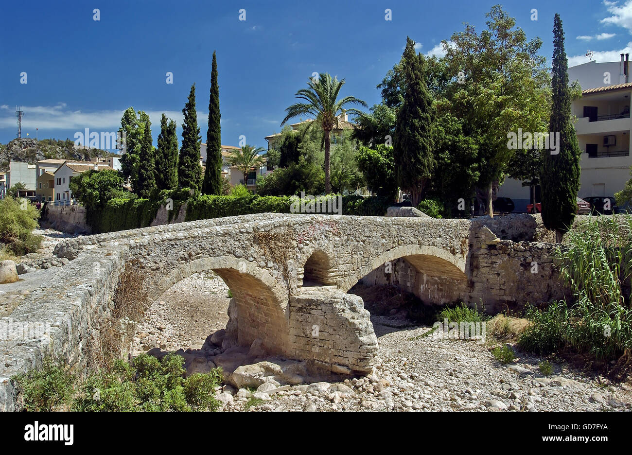 Pollença The roman bridge. Port Pollenca. On the island of Mallorca ...