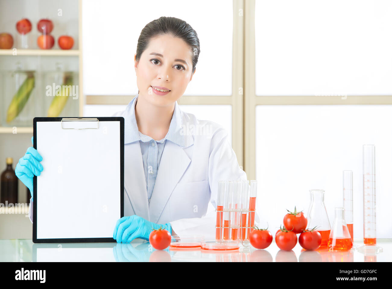 Recording genetic modification data on blank clipboard for test result ...