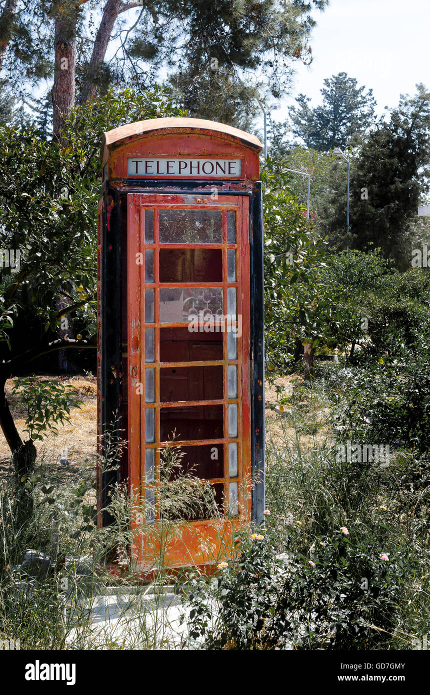 Abandoned red telephone box in Kyrenia, Northern Cyprus Stock Photo - Alamy