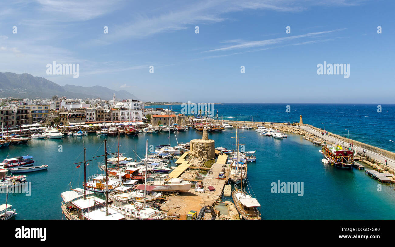 Boats in the harbour at Kyrenia on the Northern Coast of Cyprus Stock ...