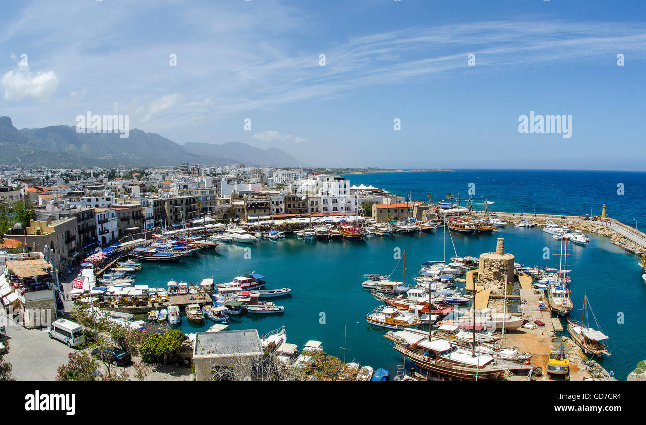 Boats in the harbour at Kyrenia on the Northern Coast of Cyprus Stock ...