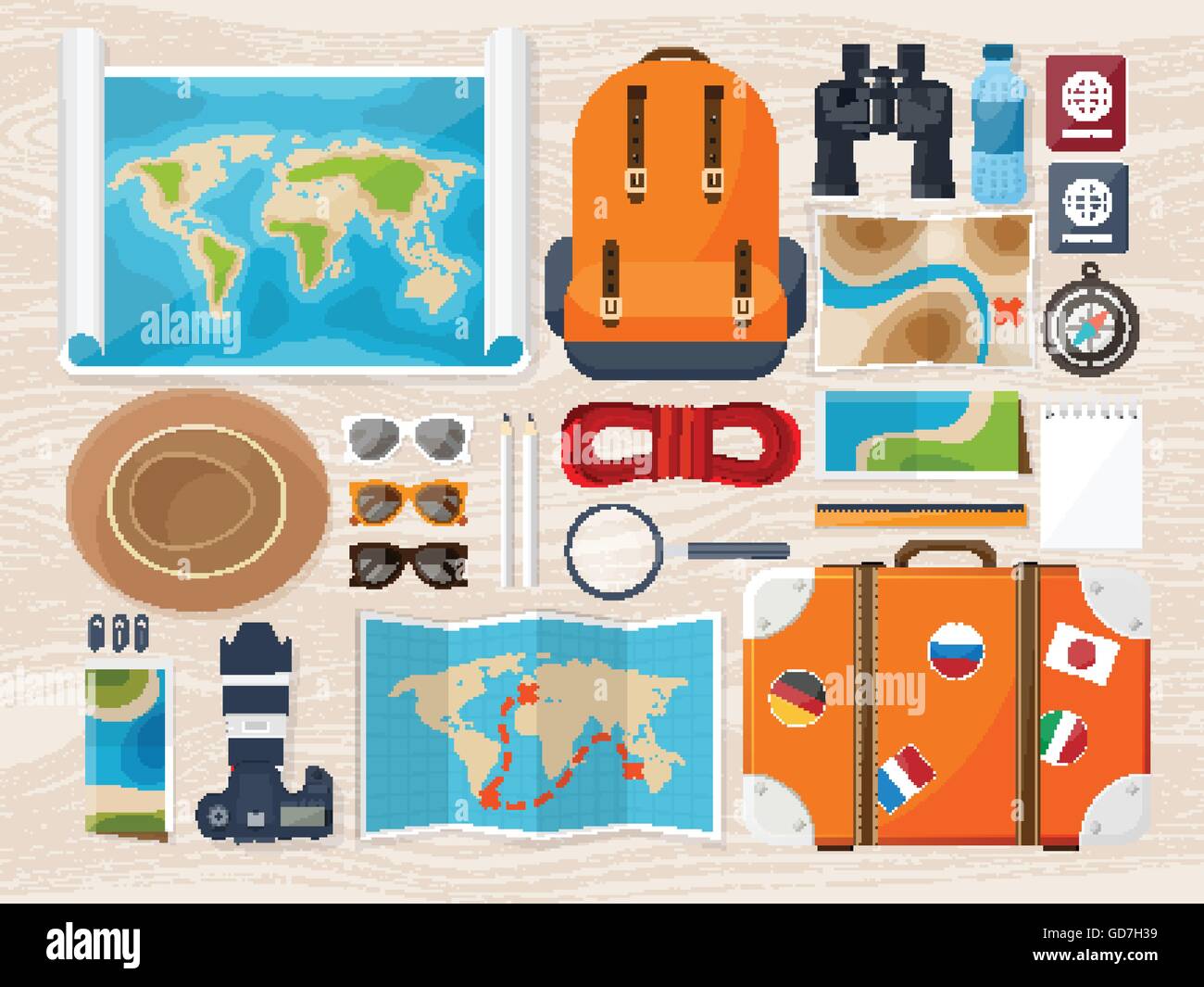 Travel and tourism. Flat style. World, earth map. Globe. Trip, tour ...